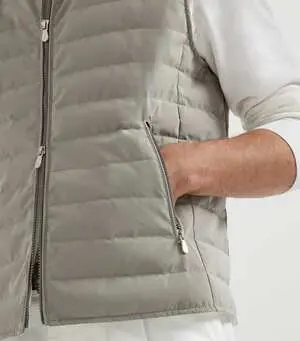 Brunello Cucinelli Bonded Nylon Down Gilet - Brown