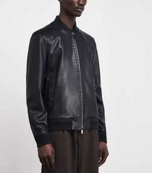 Pal Zileri Leather Bomber Jacket