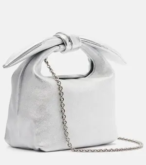 AQUAZZURA Bow Tie Mini Leather Top-handle Bag - Silver