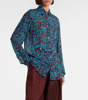 Dries Van Noten Printed Sequined Shirt - Blue