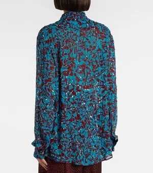 Dries Van Noten Printed Sequined Shirt - Blue