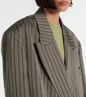 Dries Van Noten Striped Double-breasted Blazer - Grey