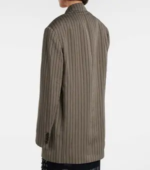 Dries Van Noten Striped Double-breasted Blazer - Grey
