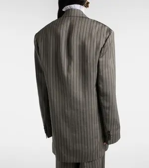 Dries Van Noten Striped Double-breasted Blazer - Grey