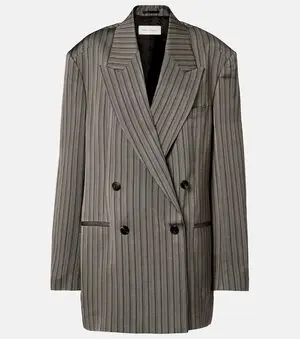 Dries Van Noten Striped Double-breasted Blazer - Grey