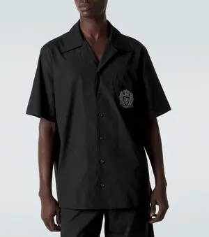 Dolce & Gabbana Logo Cotton Poplin Bowling Shirt