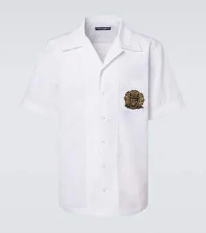 Dolce & Gabbana Logo Cotton Poplin Bowling Shirt - White
