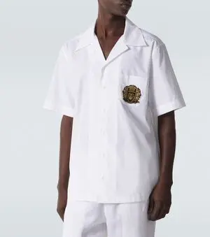 Dolce & Gabbana Logo Cotton Poplin Bowling Shirt