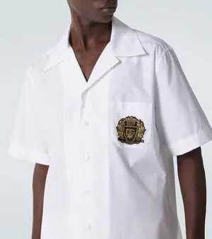 Dolce & Gabbana Logo Cotton Poplin Bowling Shirt
