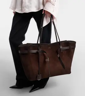 Balenciaga Bel Air Large Suede Tote - Brown