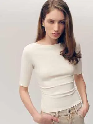 REFORMATION Santino Knit Top - Ivory