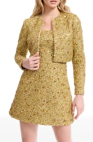 Dress The Population Sequin Embellished Open-front Jacket