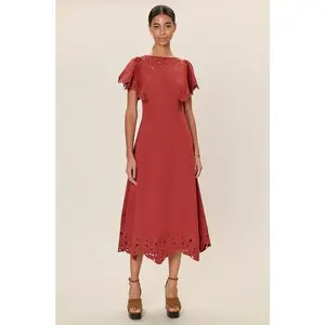Rebecca Taylor Rachelle Tea-length Dress - Burnt Sienna