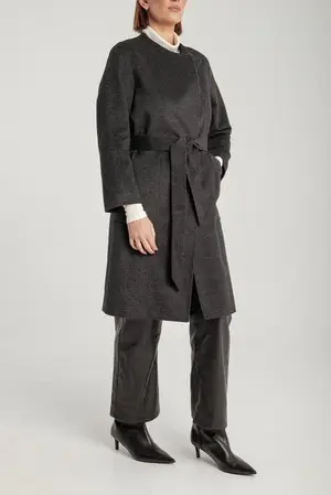1982 Cashmere Belted Lapel Coat - Mid Grey