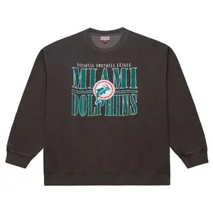 Mitchell & Ness Miami Dolphins Downtown Crew Vintage Logo Sweatshirt