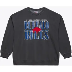 Mitchell & Ness Buffalo Bills Downtown Crew Vintage Logo Sweatshirt - Black