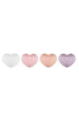 LE CREUSET Set Of 4 Stoneware Mini Heart Bowls