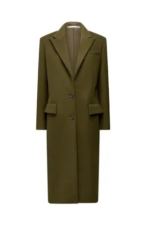 Another Tomorrow Tailored Wool Overcoat - Moss