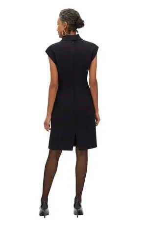 Another Tomorrow Double Face Cowl Neck Knee Length Dress