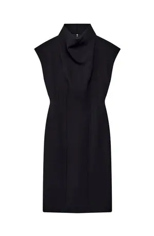 Another Tomorrow Double Face Cowl Neck Knee Length Dress
