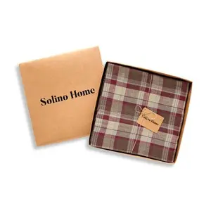 SOLINO HOME Linen Tableclothrustic Plaid