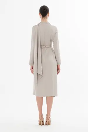 GIZIA Midi Dress With Bolero Look And Belt