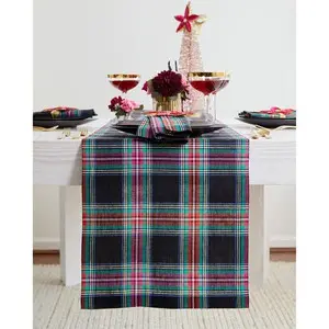 SOLINO HOME Linen Table Runnerjewel Plaid