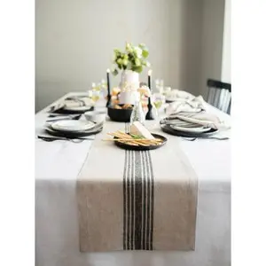 SOLINO HOME Linen Table Runnerfarmhouse Black And Natural