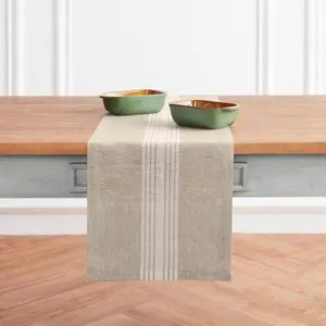 SOLINO HOME Linen Table Runnerfarmhouse - White And Natural