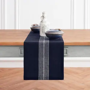SOLINO HOME Linen Table Runnerfarmhouse White And Navy