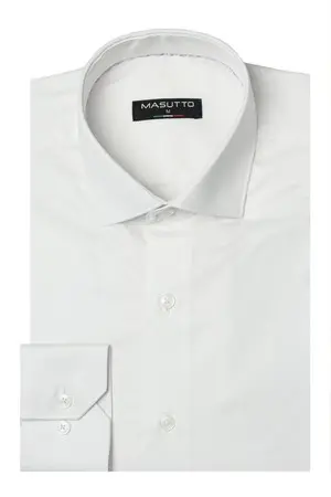 MASUTTO Bh Solid Cotton Button-up Long Sleeve Shirt - White