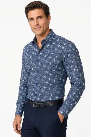 MASUTTO Florian Floral Knit Print Button-up Shirt