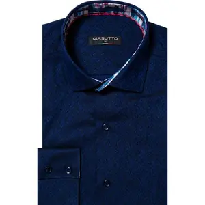 MASUTTO Harbor Jacquard Button-up Shirt - Navy Blue