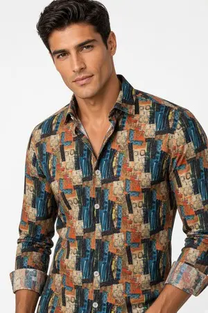 MASUTTO Memphis Print Button-up Long Sleeve Shirt