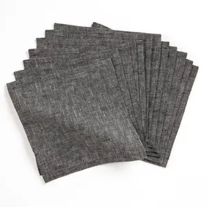 SOLINO HOME Linen Cocktail Napkinsathena - Charcoal Grey