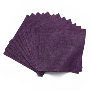 Solino Home Linen Cocktail Napkins Set Of 12, 6 X 6 Inch For Dining Table - Grape