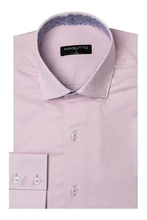 MASUTTO Willis Geometric Button-up Long Sleeve Shirt - Pink