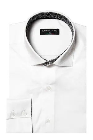 MASUTTO Willis Geometric Button-up Long Sleeve Shirt - White