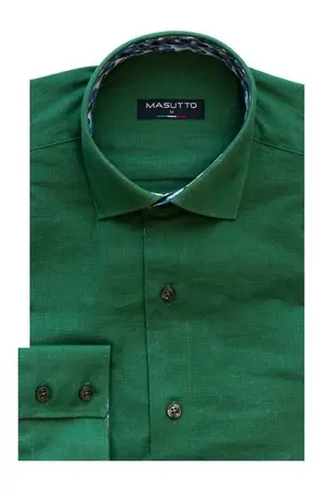 MASUTTO Della Linen Button-up Shirt - Strong Green