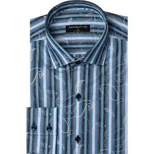 MASUTTO Adriano Jacquard Button-up Shirt - Blue