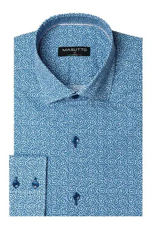MASUTTO Lucas Button Down Long Sleeve Shirt - Blue