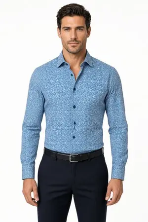 MASUTTO Lucas Button Down Long Sleeve Shirt - Blue