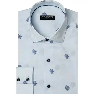 MASUTTO Aspen Floral Jacquard Button-up Shirt - Light Blue