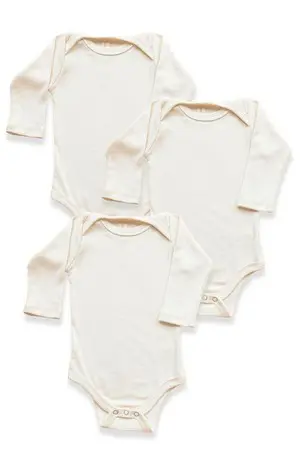 TENTH & PINE 3-pack Organic Long Sleeve Baby Bodysuit - Natural