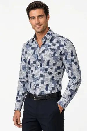MASUTTO Mirisola Print Button-up Long Sleeve Shirt - White