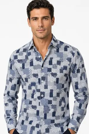 MASUTTO Mirisola Print Button-up Long Sleeve Shirt - White