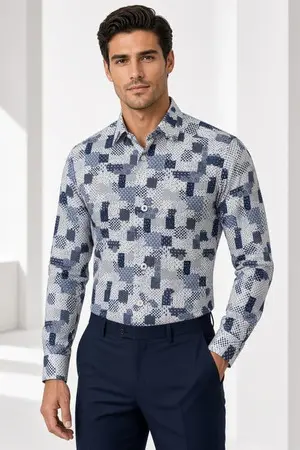 MASUTTO Mirisola Print Button-up Long Sleeve Shirt - White