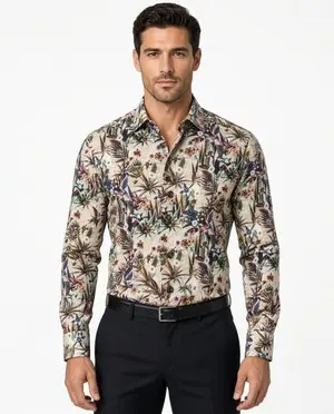 MASUTTO Mila Print Button-up Long Sleeve Shirt