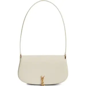Saint Laurent Mini Cassandre Flap Leather Shoulder Bag - Cream Soft
