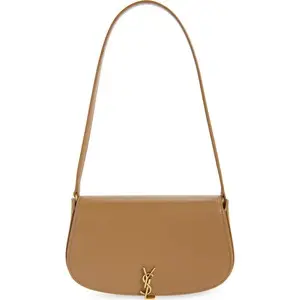 Saint Laurent Mini Cassandre Flap Leather Shoulder Bag - Dark Cork